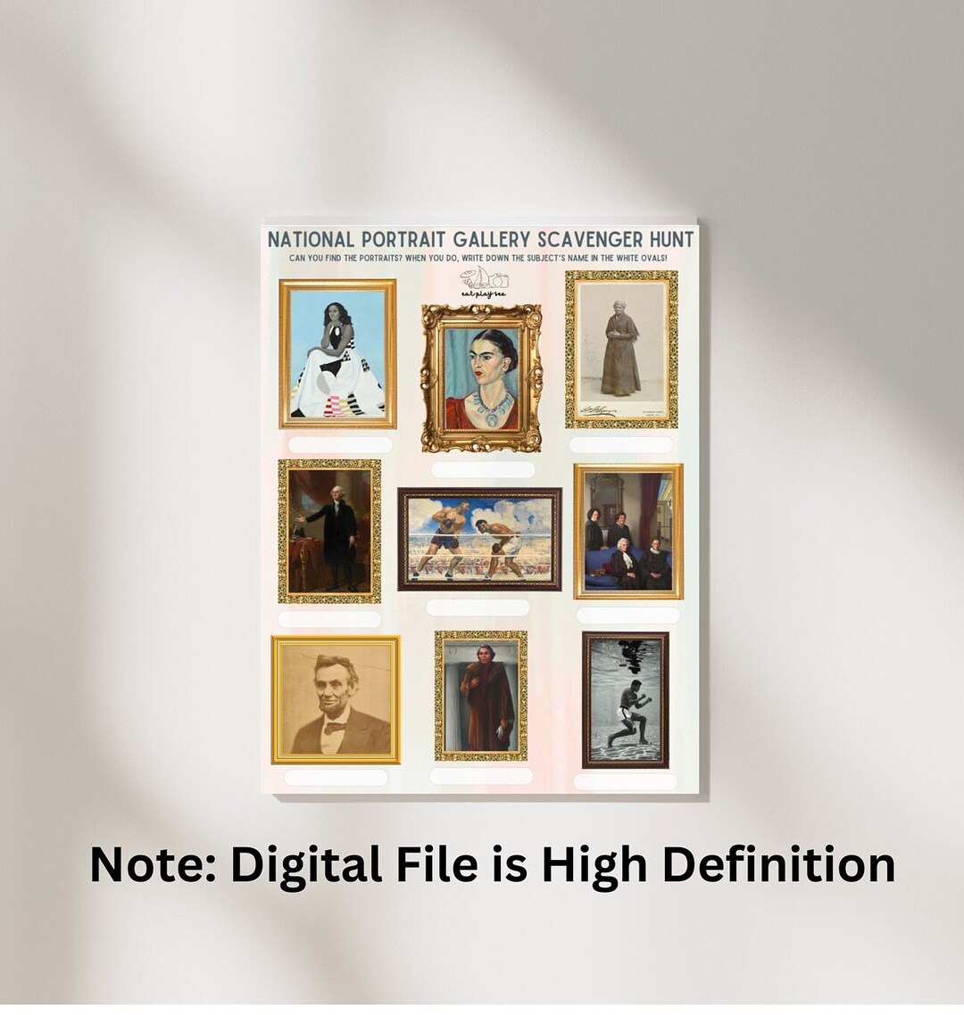 Smithsonian National Portrait Gallery Scavenger Hunt for Kids Printable ...