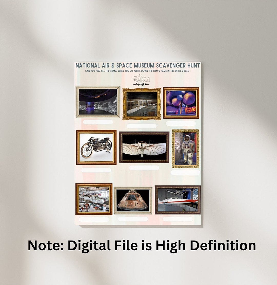 National Air and Space Museum Scavenger Hunt for Kids Printable PDF - Etsy