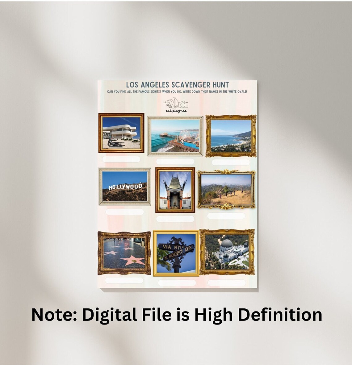 Los Angeles Scavenger Hunt for Kids Printable PDF - Etsy