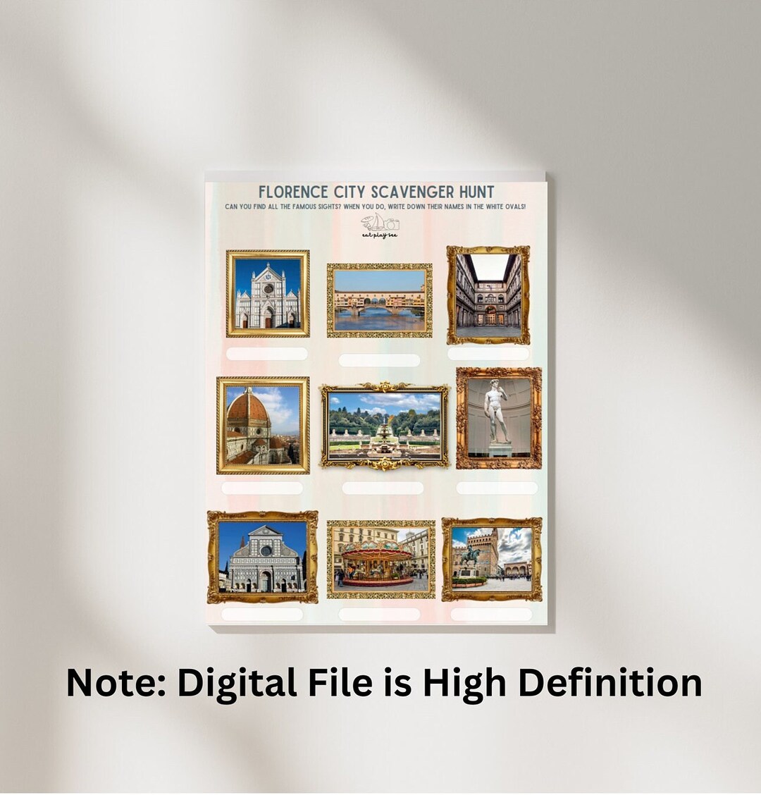 Florence Italy Scavenger Hunt 3-pack Printable Pdfs: City, Uffizi ...