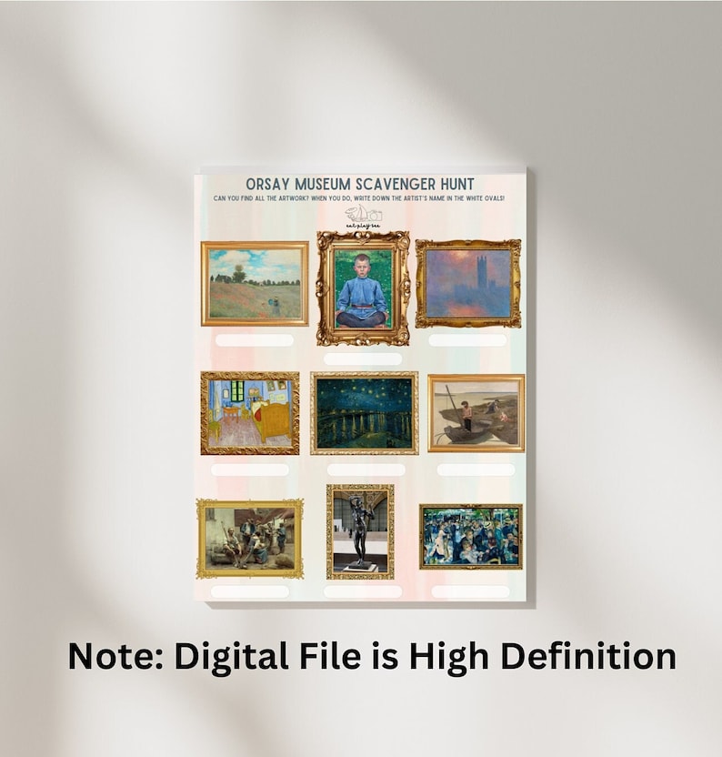 Orsay Museum (musee Orsay) Scavenger Hunt for Kids Printable PDF - Etsy