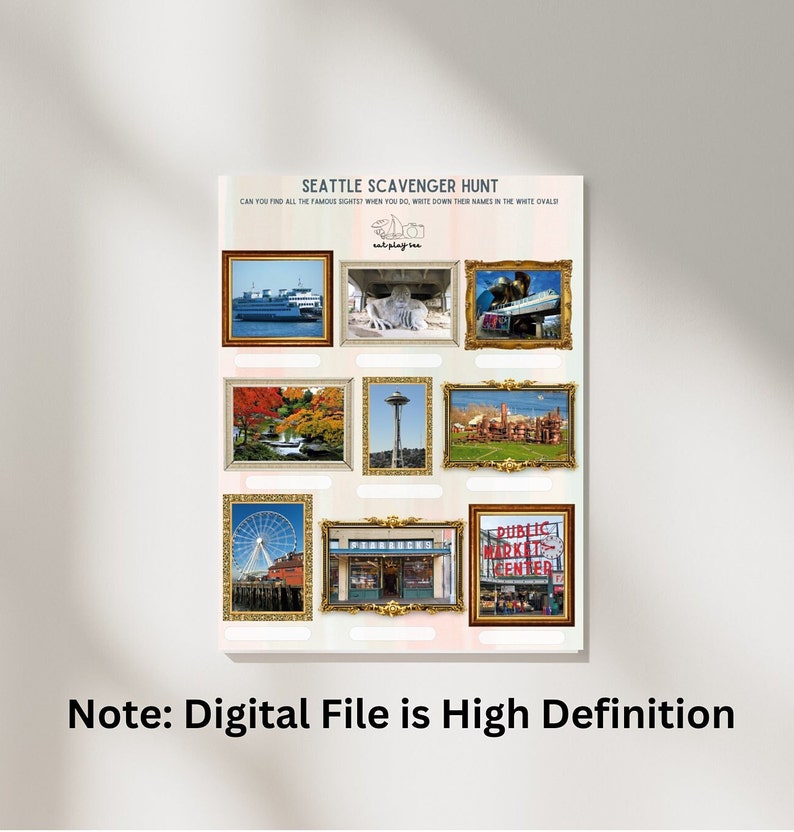 Seattle Scavenger Hunt for Kids Printable PDF - Etsy