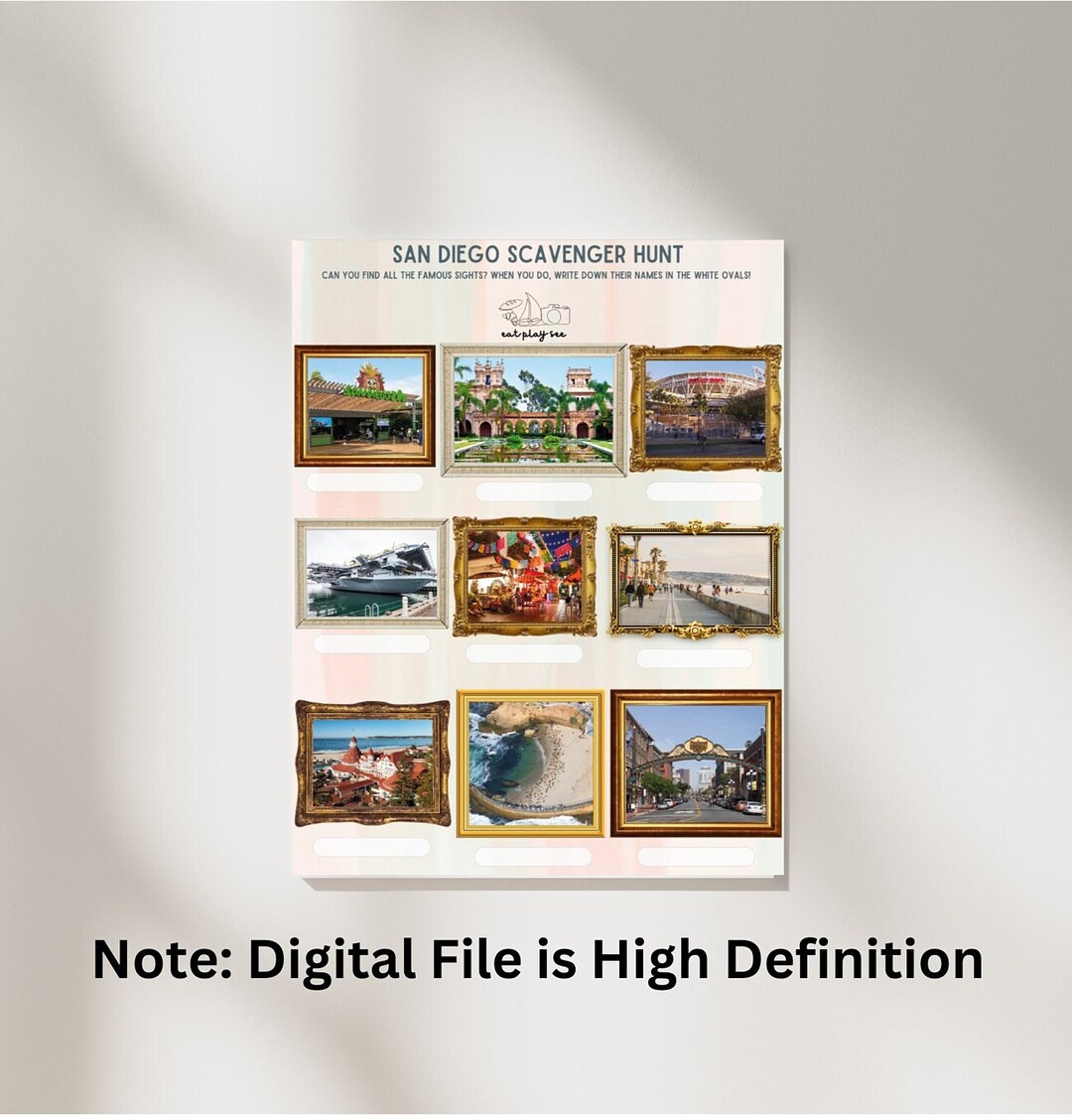 San Diego Scavenger Hunt for Kids Printable PDF - Etsy