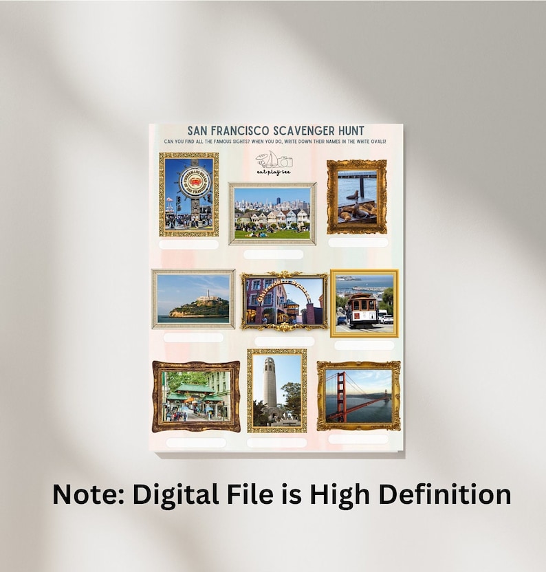 San Francisco Scavenger Hunt for Kids Printable PDF - Etsy