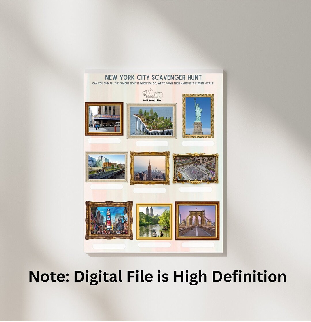 New York City Scavenger Hunt for Kids Printable PDF - Etsy