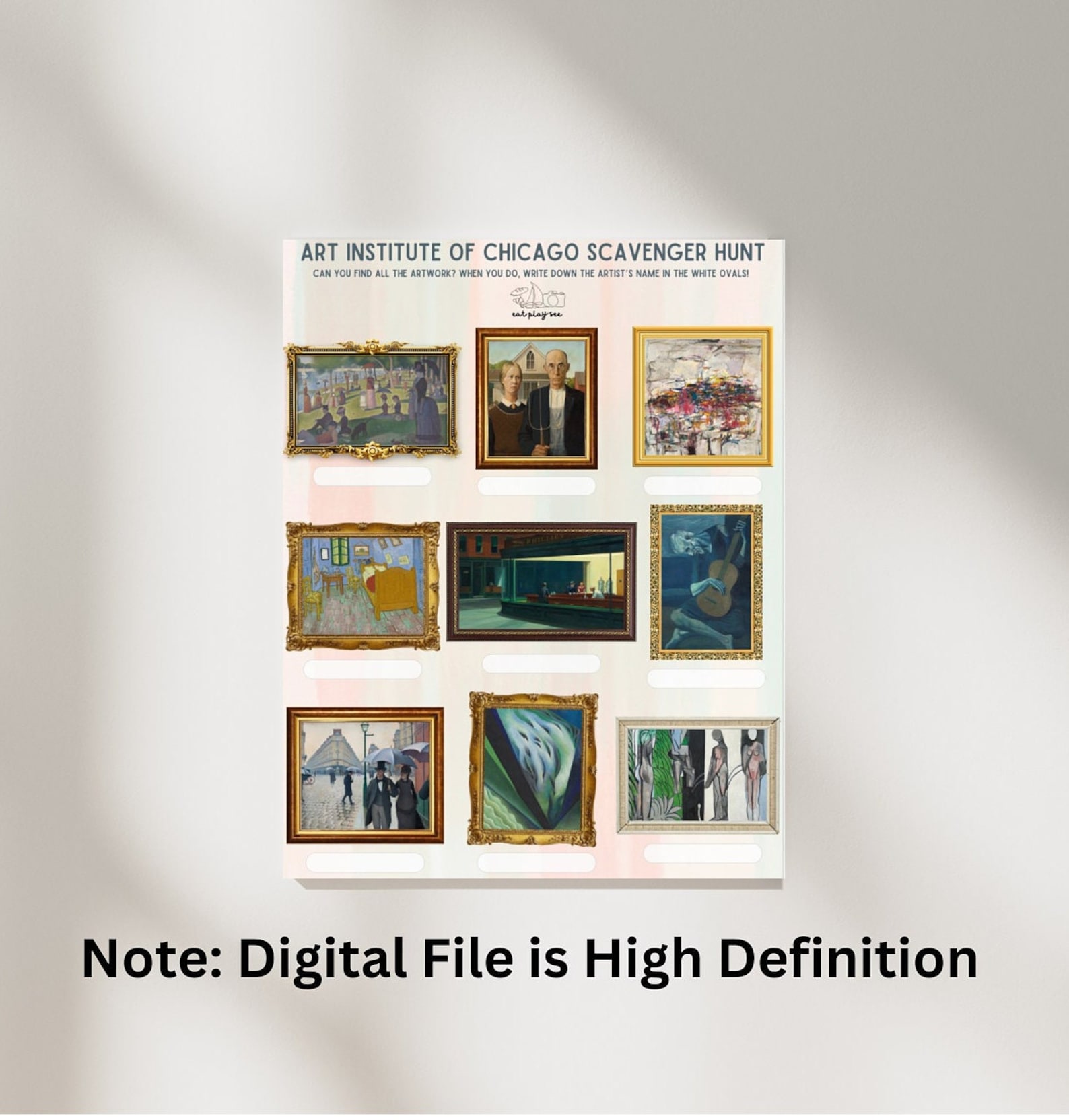 Art Institute of Chicago Scavenger Hunt for Kids Printable PDF - Etsy