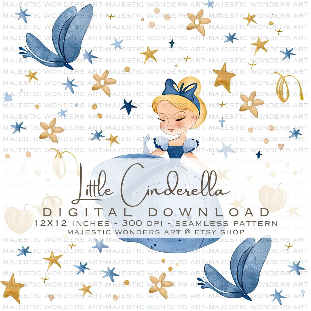 Little Cinderella Seamless Pattern, Princess Cinderella Digital ...