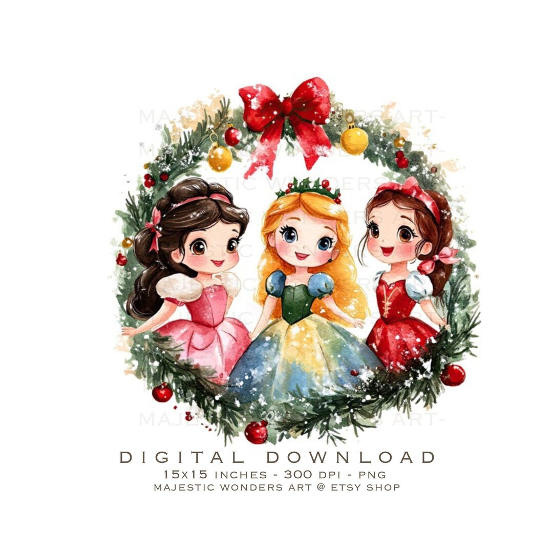 Cute Festive Christmas Little Princesses Instant Download, Holiday ...