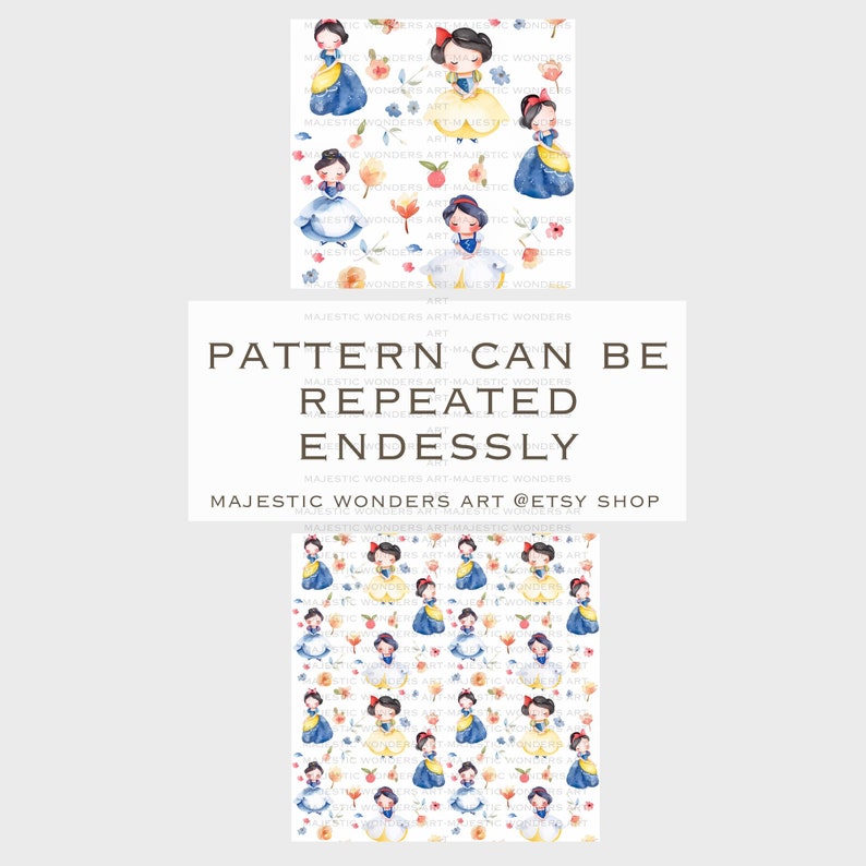 Little Princess Snow White Seamless Pattern, Snow White Digital ...
