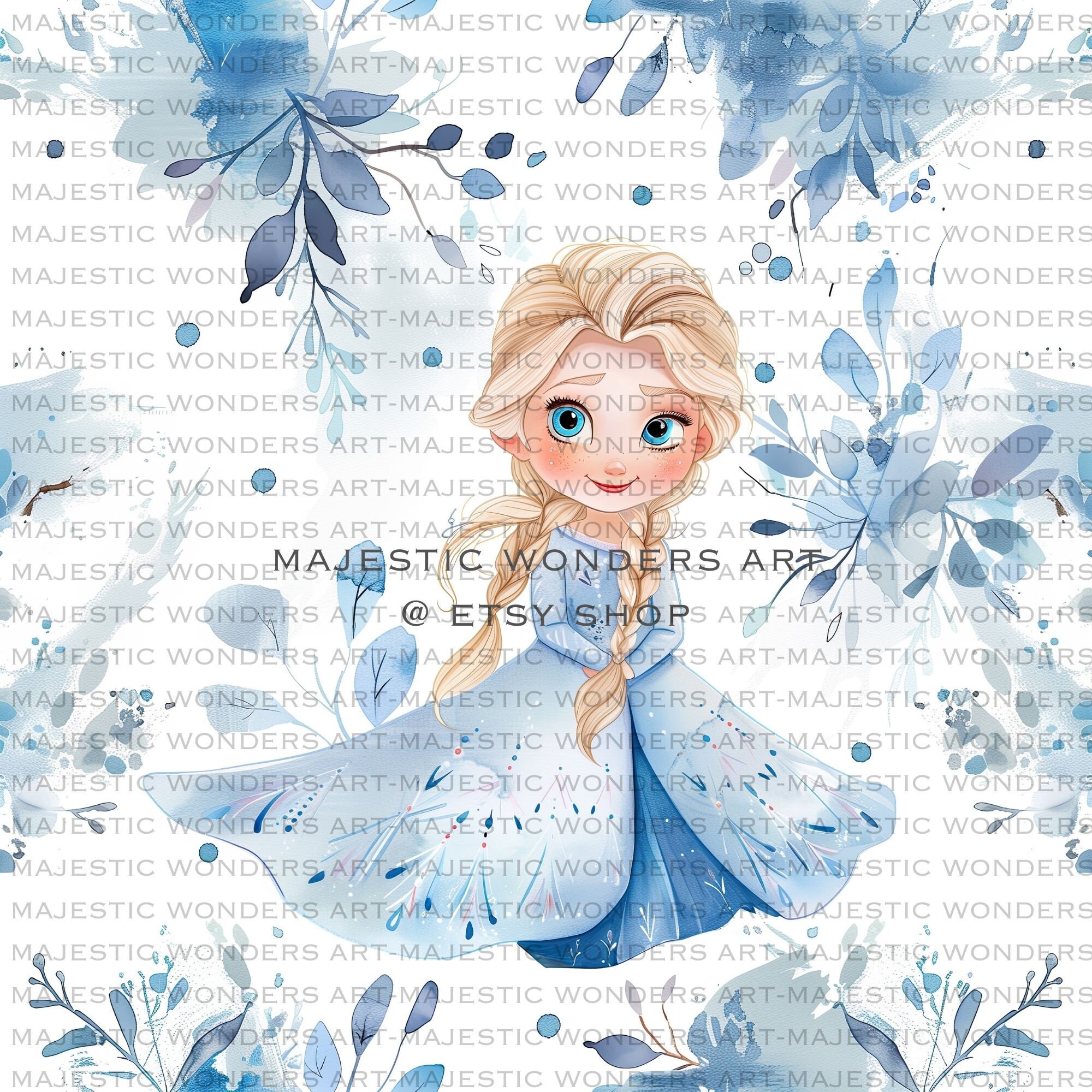 Little Princess Elsa Seamless Pattern, Frozen Princess Elsa Instant ...