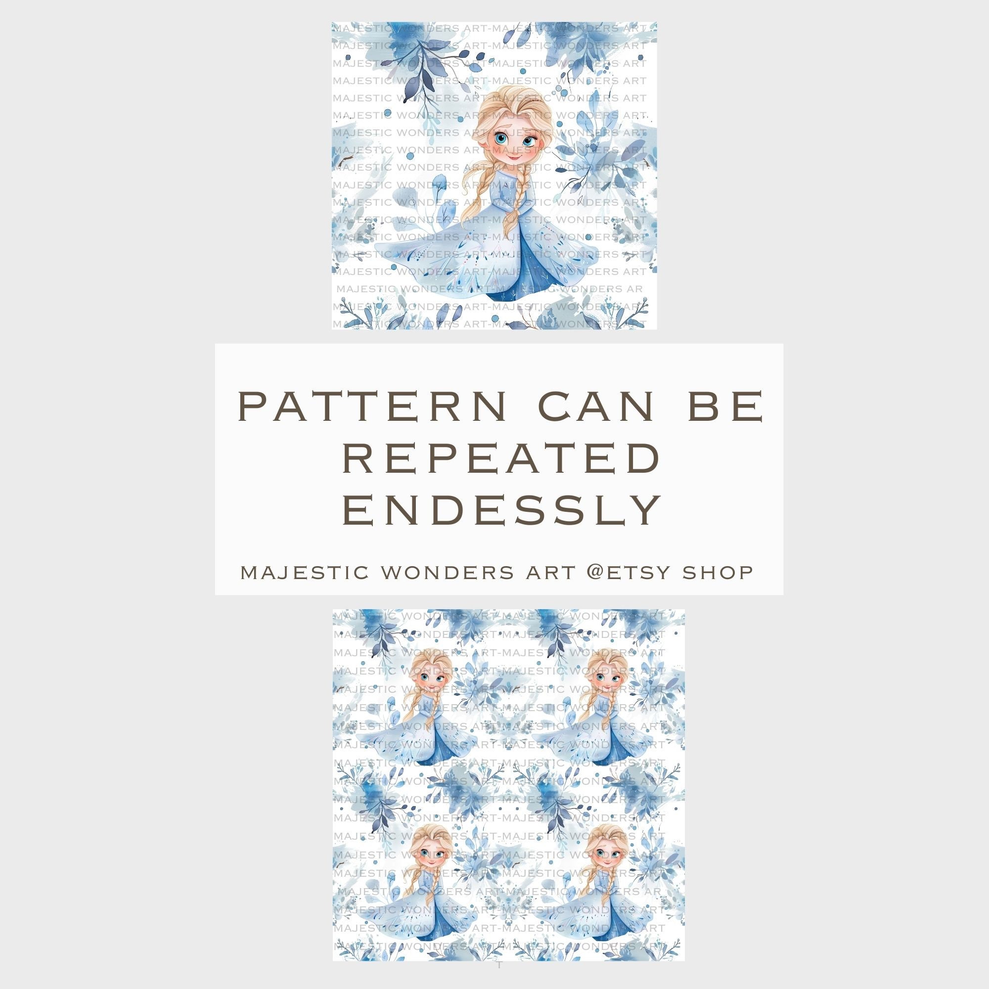 Little Princess Elsa Seamless Pattern, Frozen Princess Elsa Instant ...