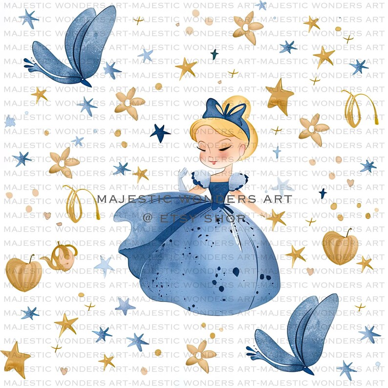 Little Cinderella Seamless Pattern, Princess Cinderella Digital ...