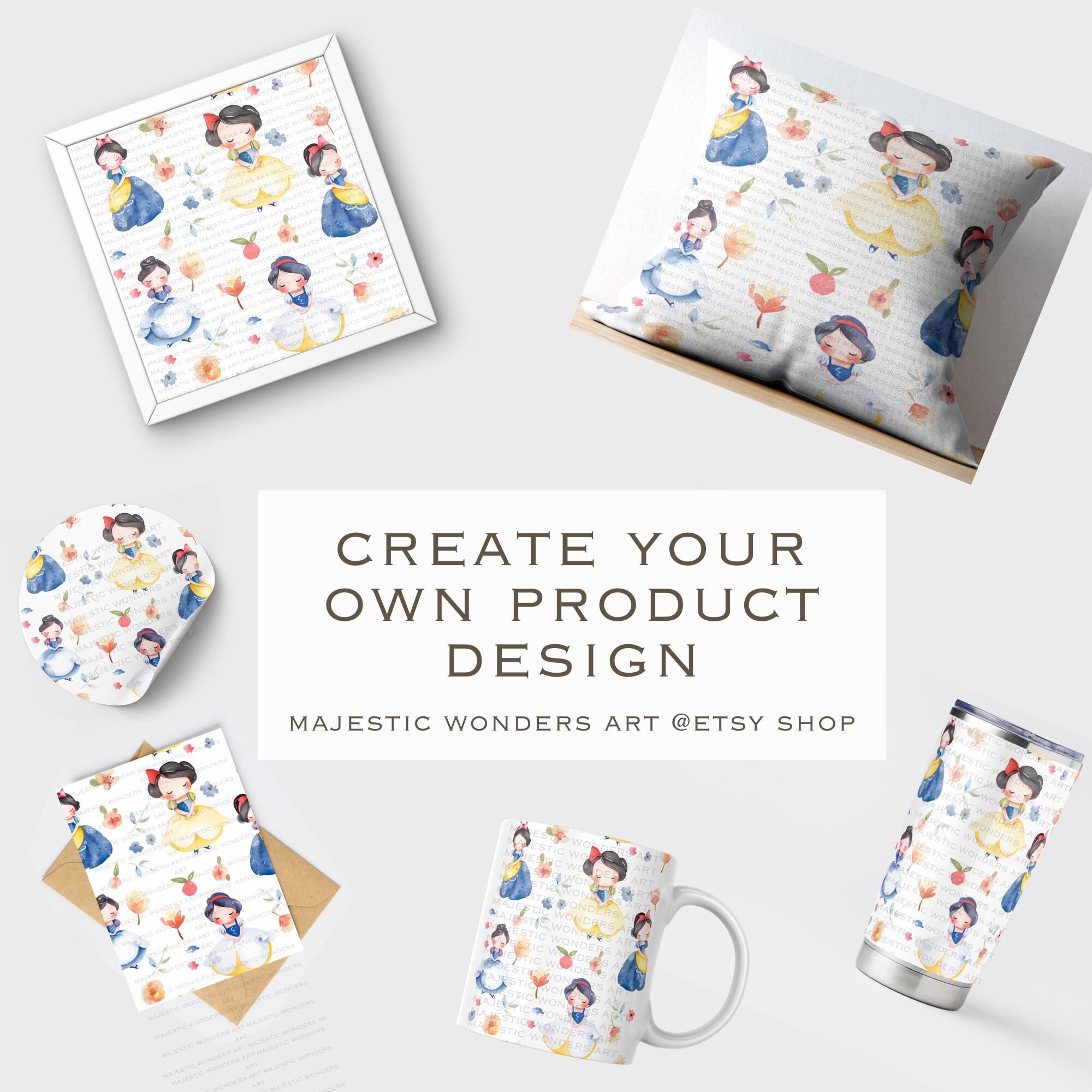 Little Princess Snow White Seamless Pattern, Snow White Digital ...