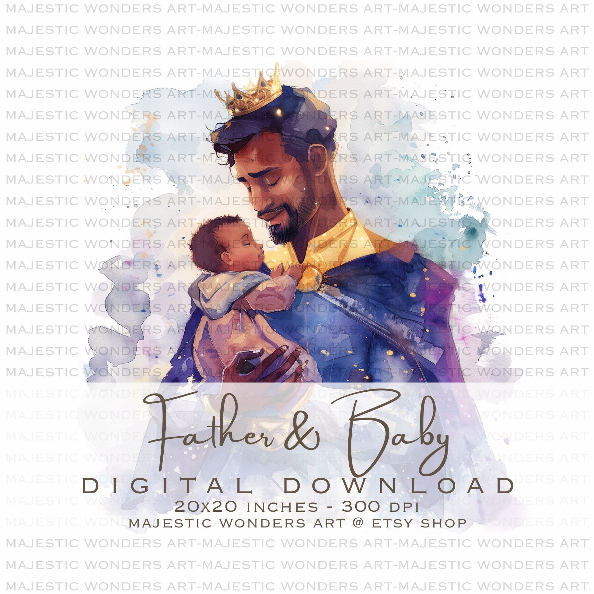 Black Father and Baby Digital Download, Prince Dad and Son Printable ...