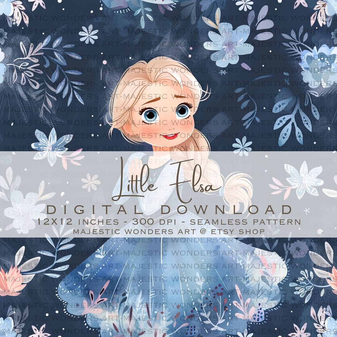 Little Elsa Seamless Pattern, Frozen Princess Elsa Digital Download ...