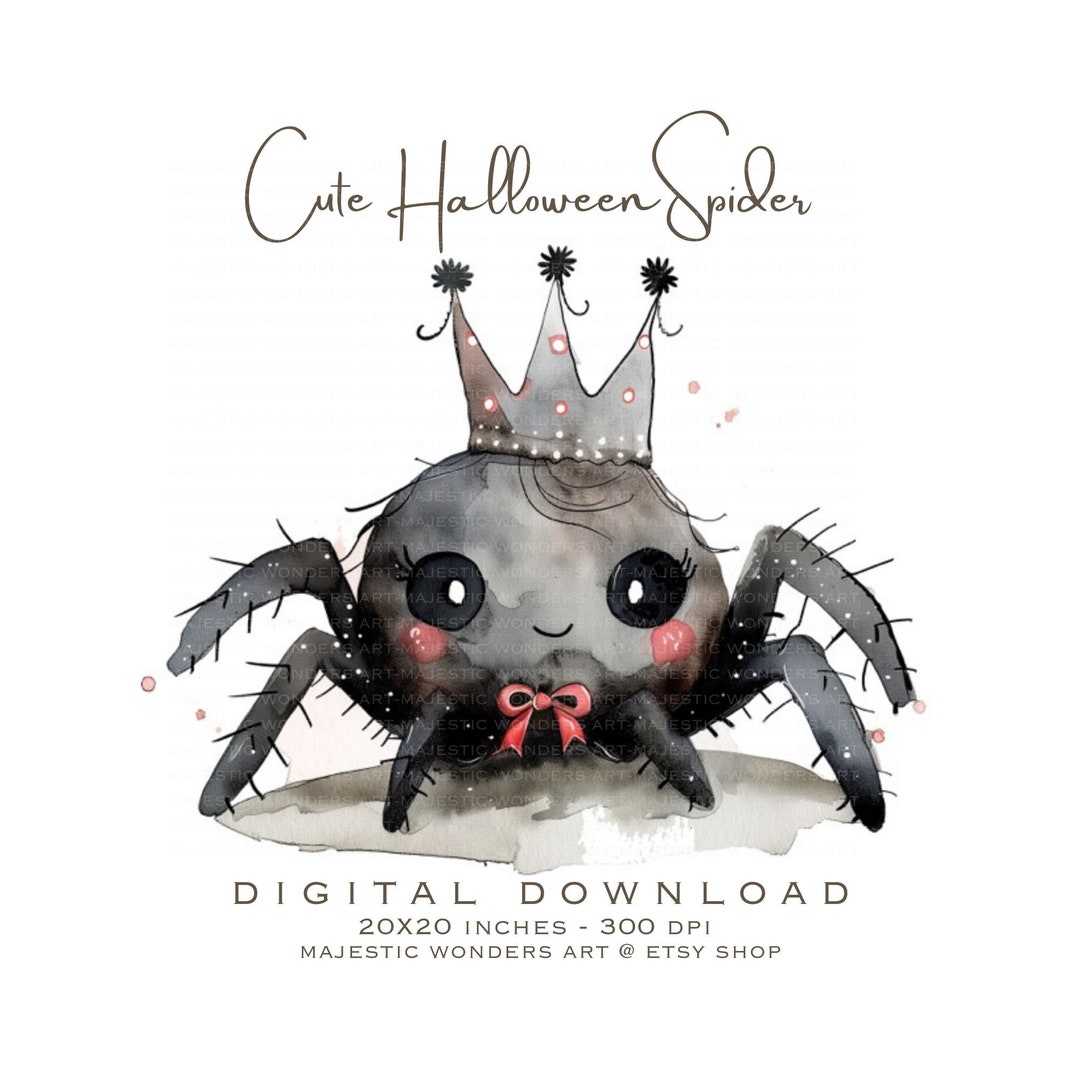 Cute Halloween Spider Digital Download, Goth Queen Spider Watercolor ...