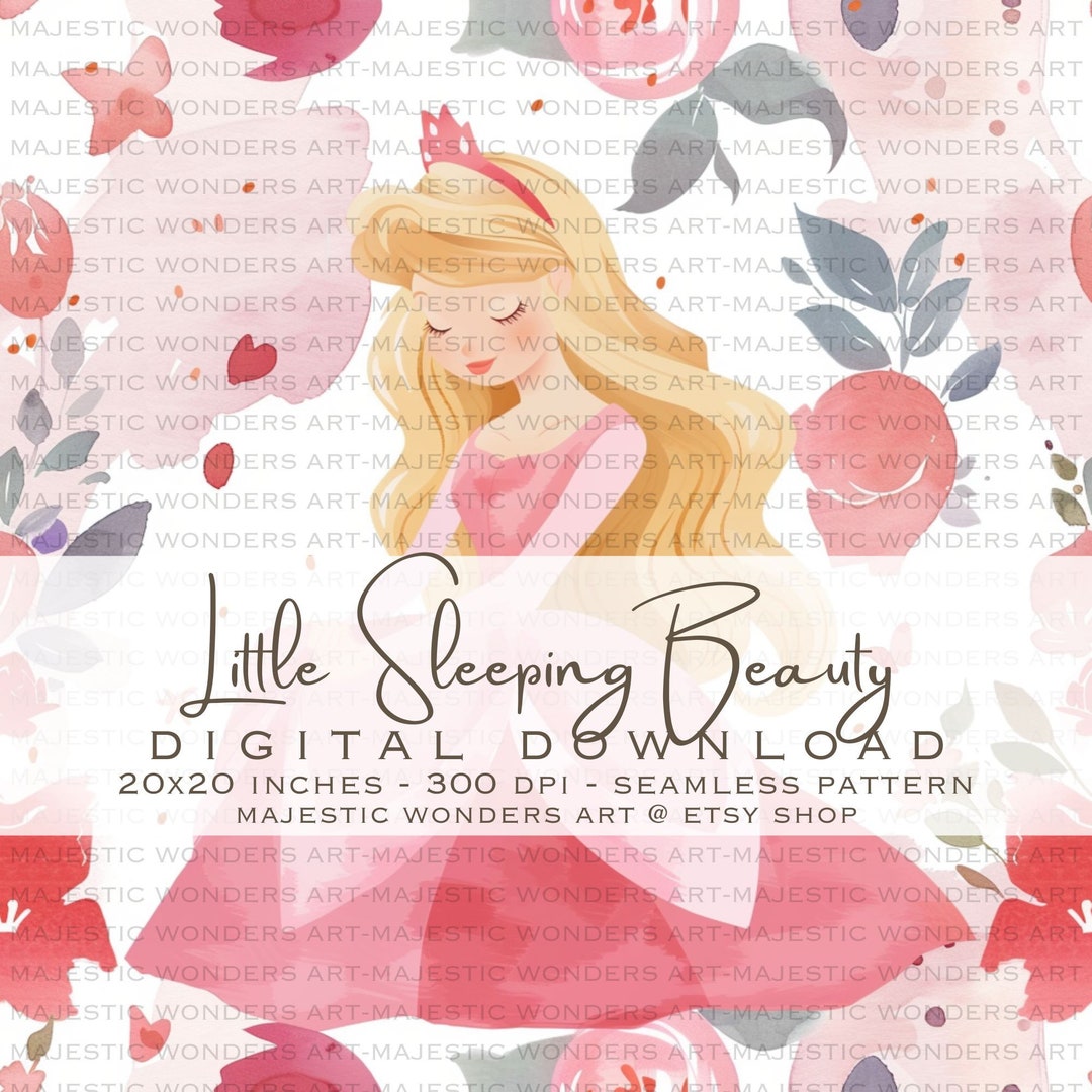 Little Princess Aurora Seamless Pattern, Sleeping Beauty Aurora Digital ...