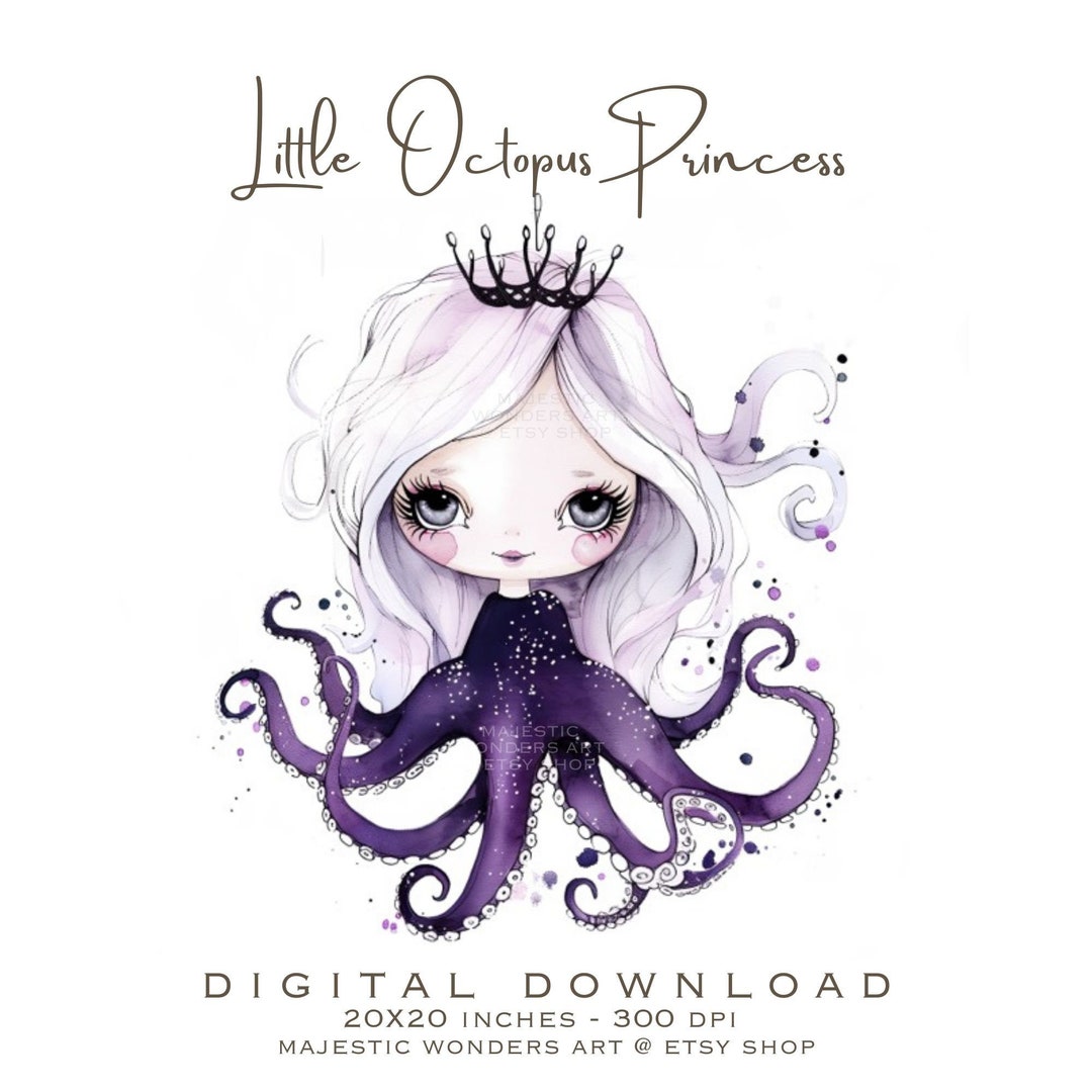 Little Villain Octopus Princess Instant Download, Little Mermaid ...