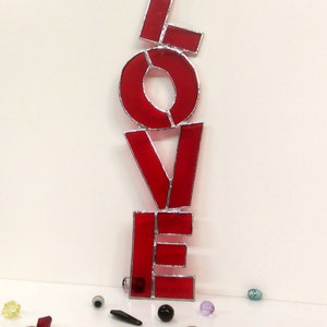 Love Stained Glass Suncatcher Decor, Handmade Stained Glass Window ...