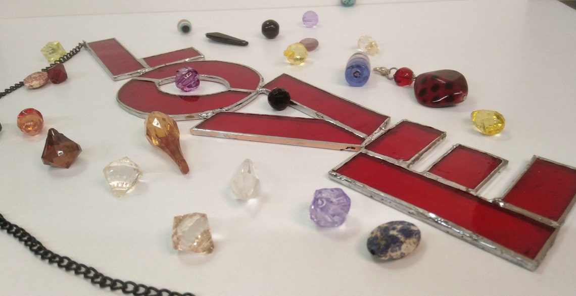 Love Stained Glass Suncatcher Decor, Handmade Stained Glass Window ...