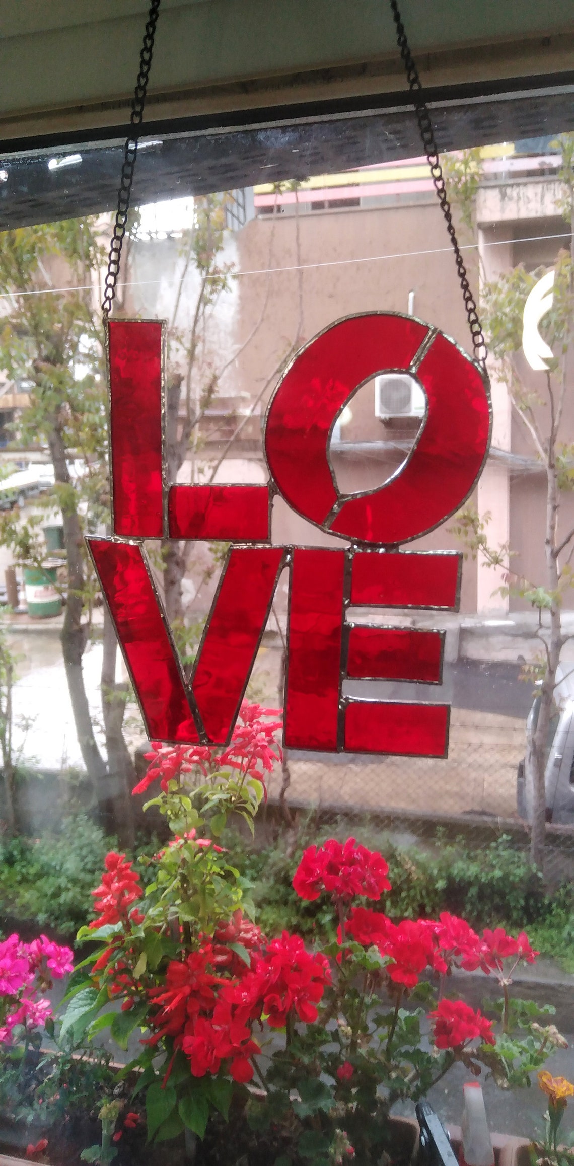 I Love You Stained Glass Suncatcher Decorations, Romantic Heart Stained ...
