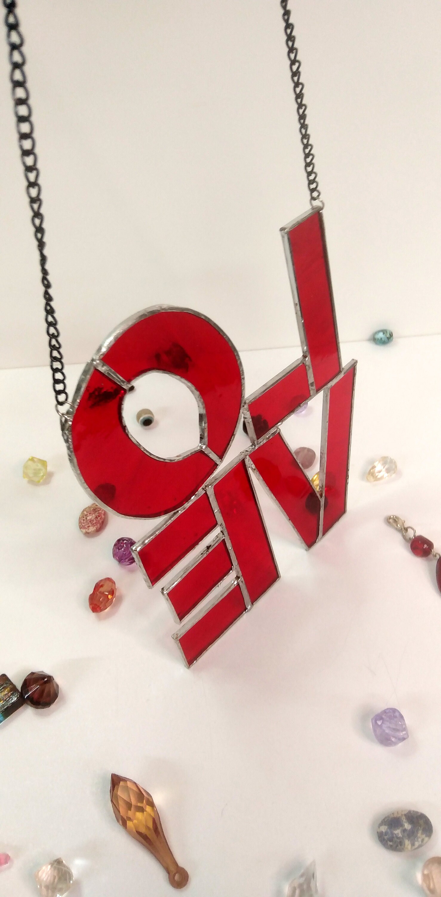 I Love You Stained Glass Suncatcher Decorations, Romantic Heart Stained ...