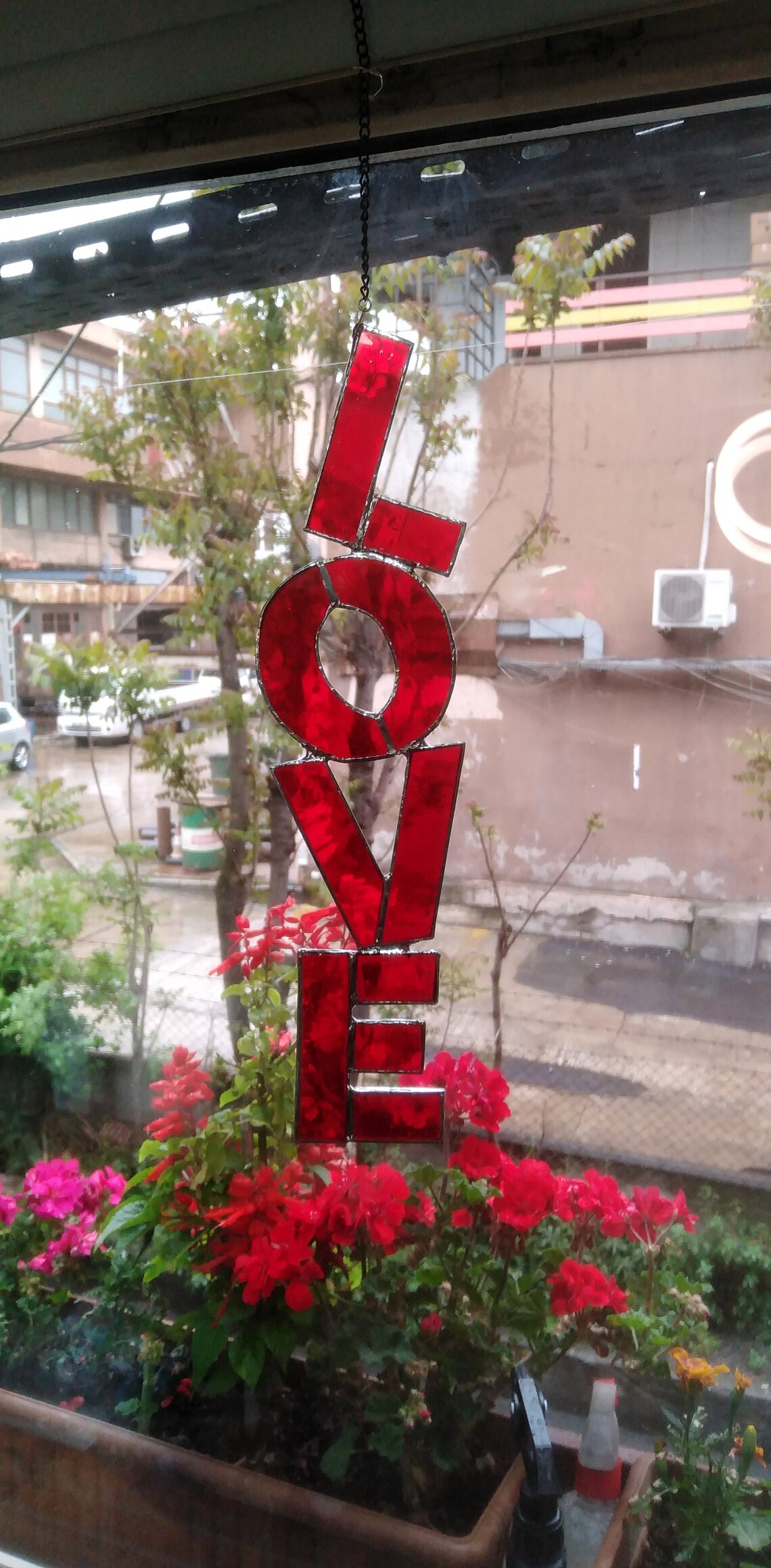 Love Stained Glass Suncatcher Decor, Handmade Stained Glass Window ...