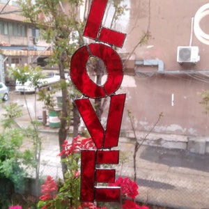 Love Stained Glass Suncatcher Decor, Handmade Stained Glass Window ...