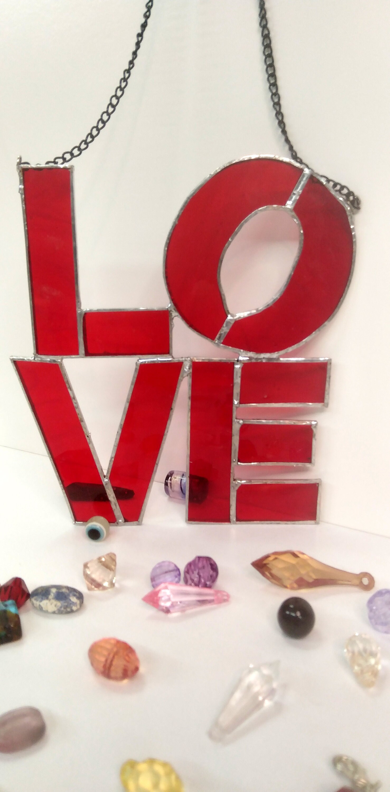 I Love You Stained Glass Suncatcher Decorations, Romantic Heart Stained ...