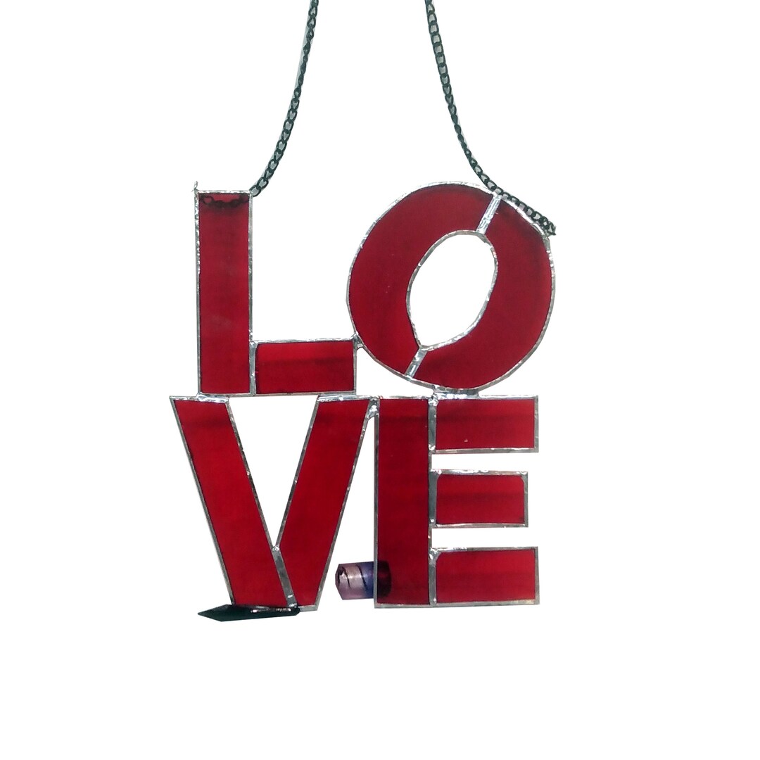 I Love You Stained Glass Suncatcher Decorations, Romantic Heart Stained ...