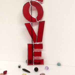 Love Stained Glass Suncatcher Decor, Handmade Stained Glass Window ...