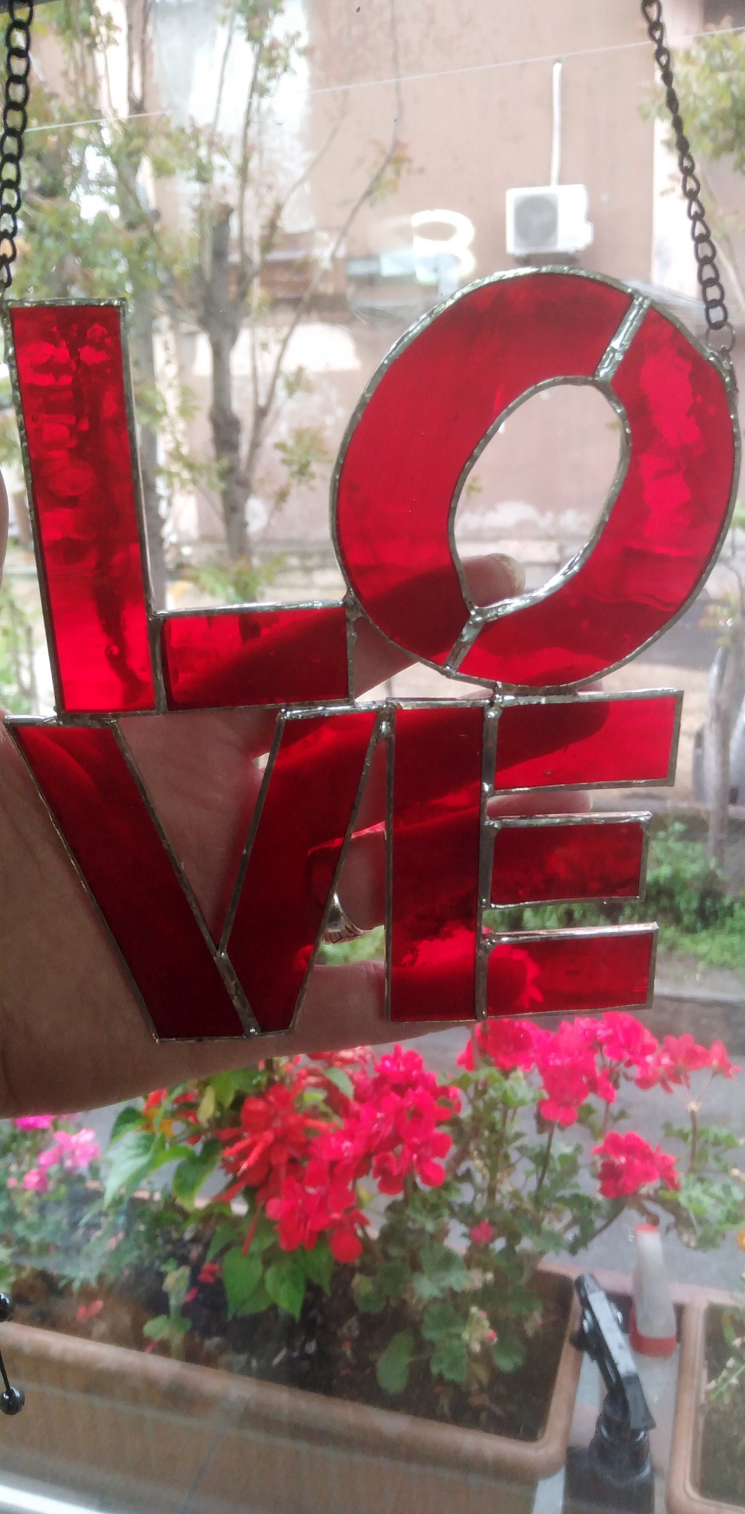 I Love You Stained Glass Suncatcher Decorations, Romantic Heart Stained ...