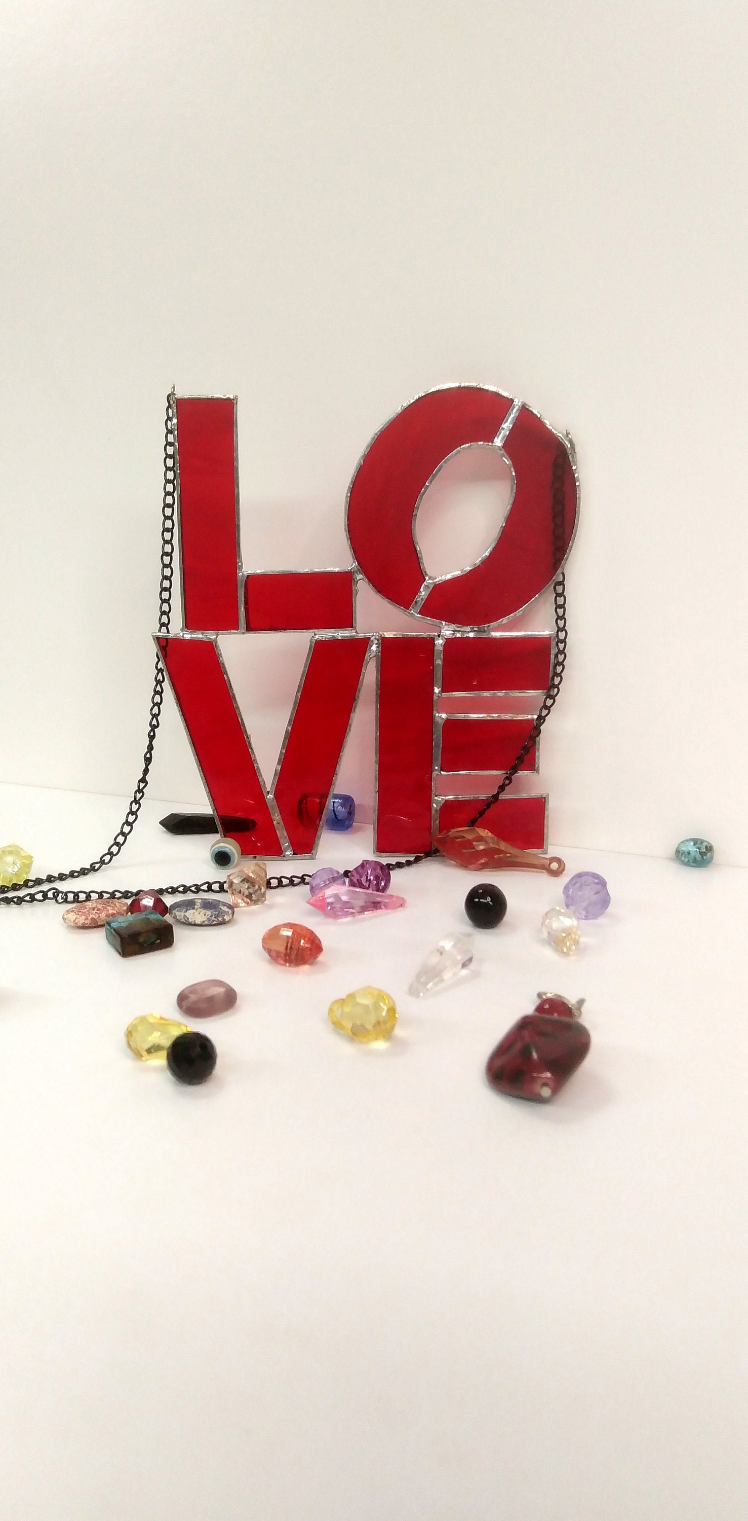 I Love You Stained Glass Suncatcher Decorations, Romantic Heart Stained ...