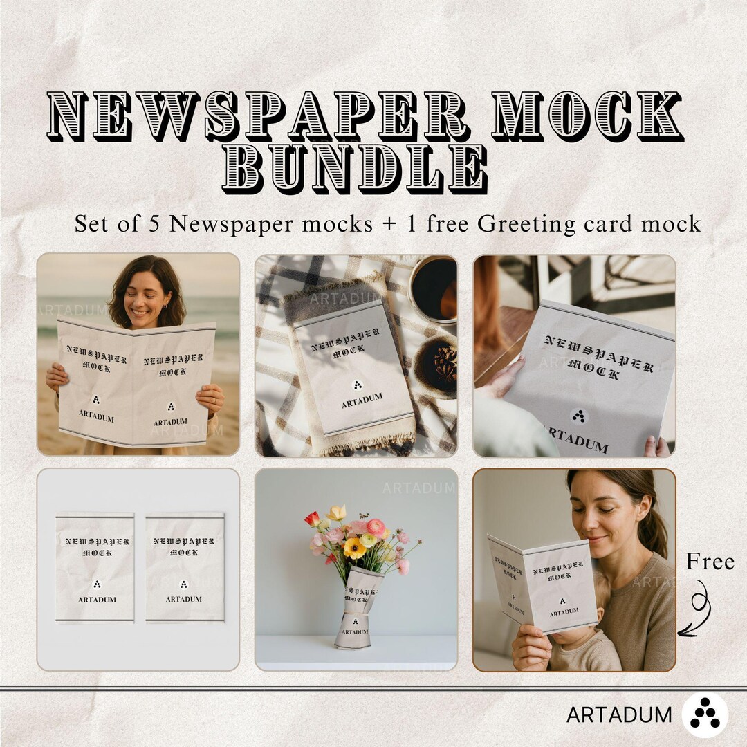Newspaper Mockup Bundle, PSD Template, Set of 5 Newspaper, Blank ...