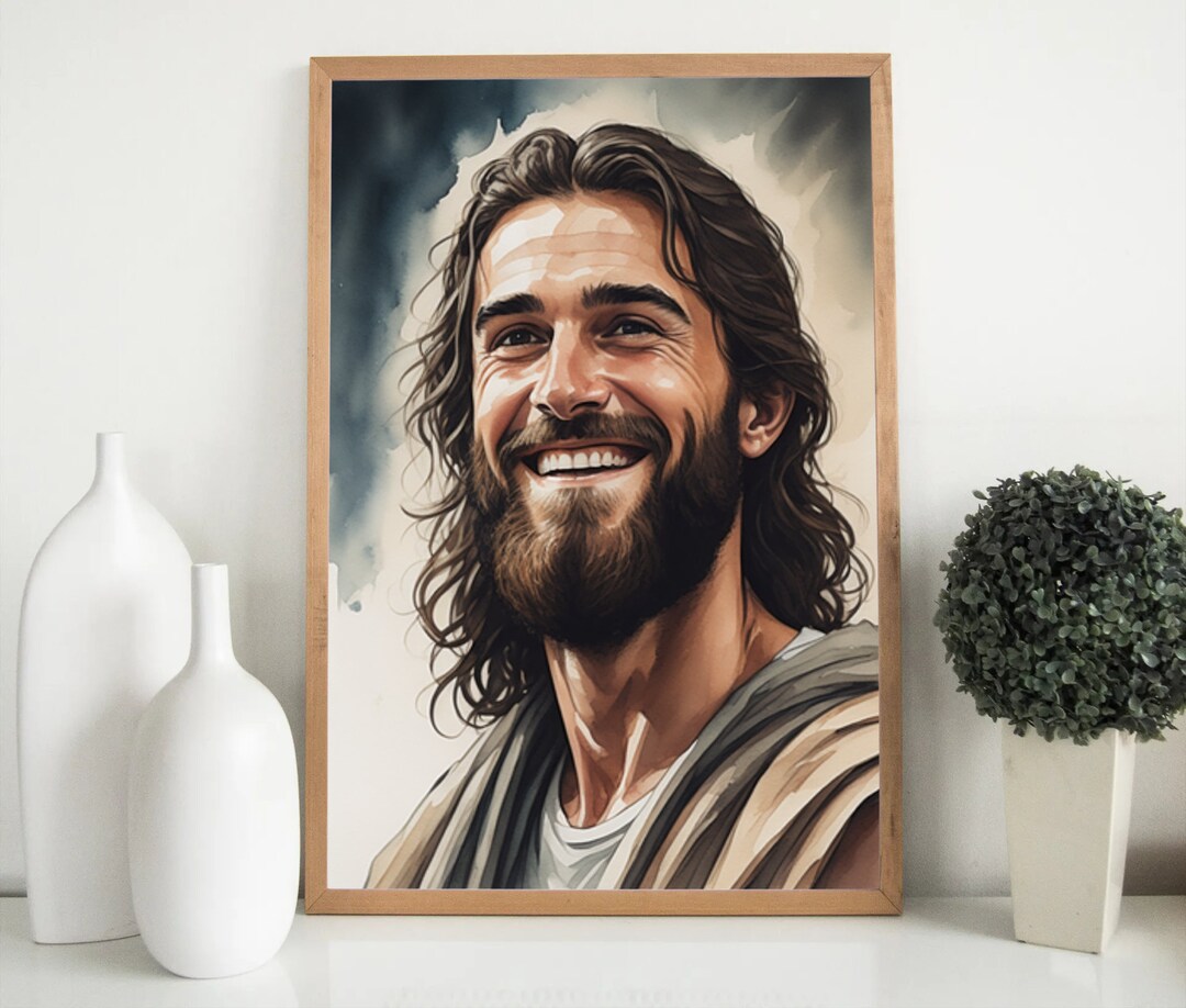 Jesus Christ Smiling / Art Print / Mobile Screen Saver / Digital ...