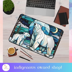 Stained Glass Polar Bear Native Art Desk Mat, Indigenous Owned Gifts ...