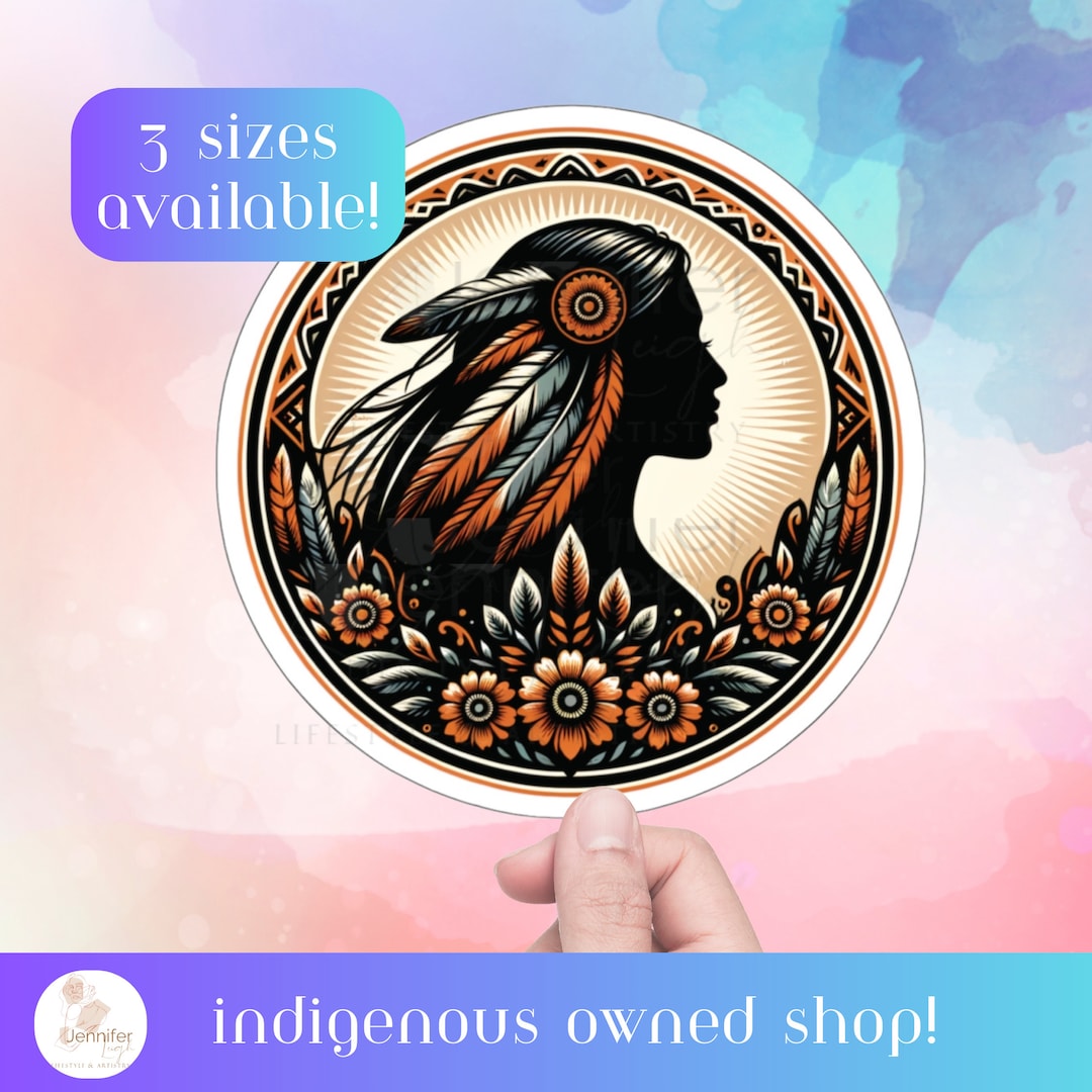Orange Floral Indigenous Woman Sticker Indigenous Owned Gifts - Etsy
