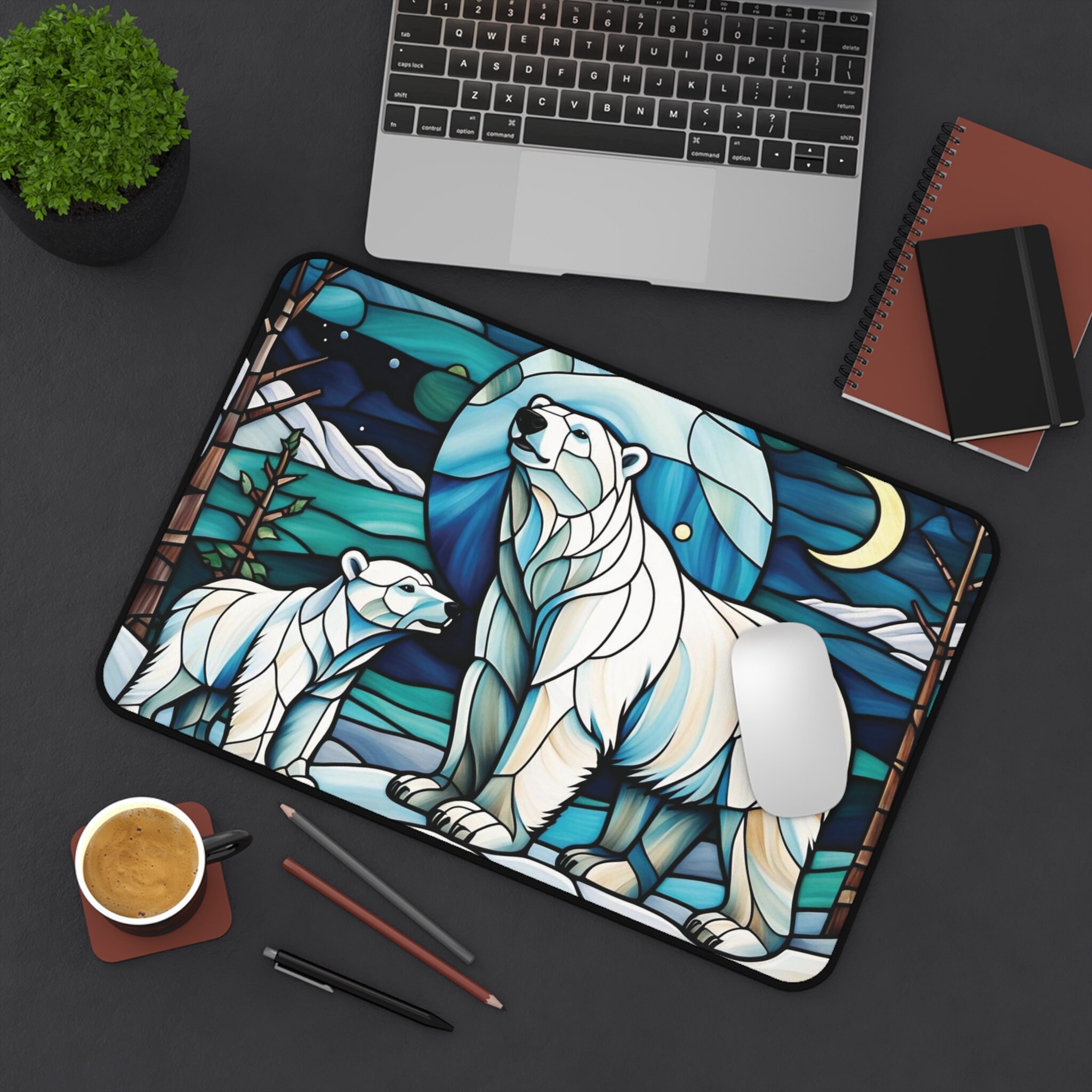 Stained Glass Polar Bear Native Art Desk Mat, Indigenous Owned Gifts ...