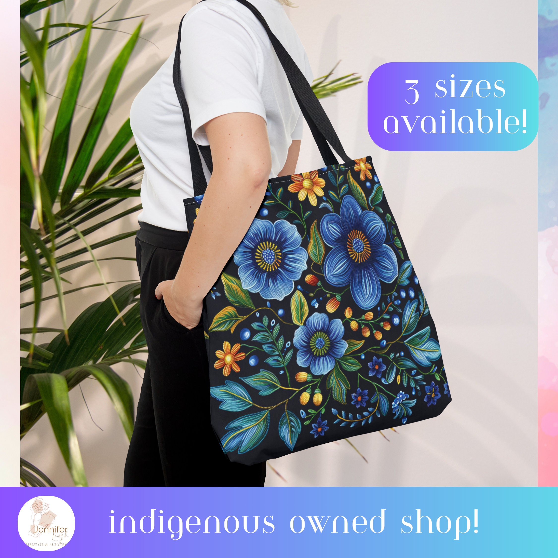 Indigenous Tote Bag Floral Design. Indigenous Owned Gifts - Etsy