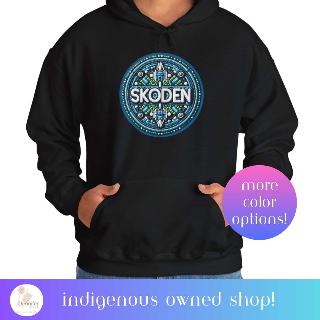 Skoden Native Bead Style Hooded Sweatshirt. Indigenous Designs Shirts ...