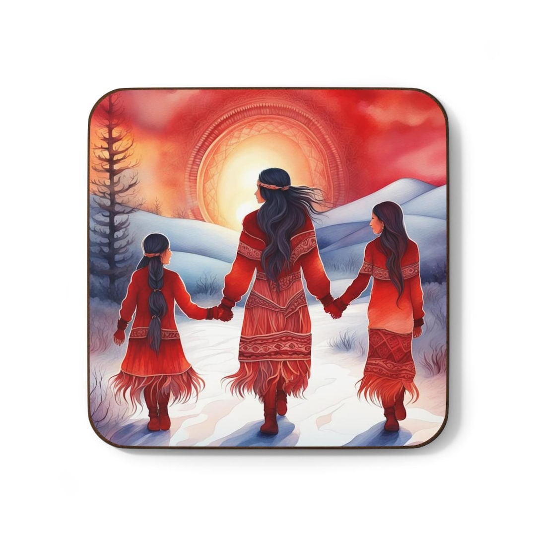 MMIW Red Dress Art Native Designer Coaster. Indigenous Owned Native Art ...