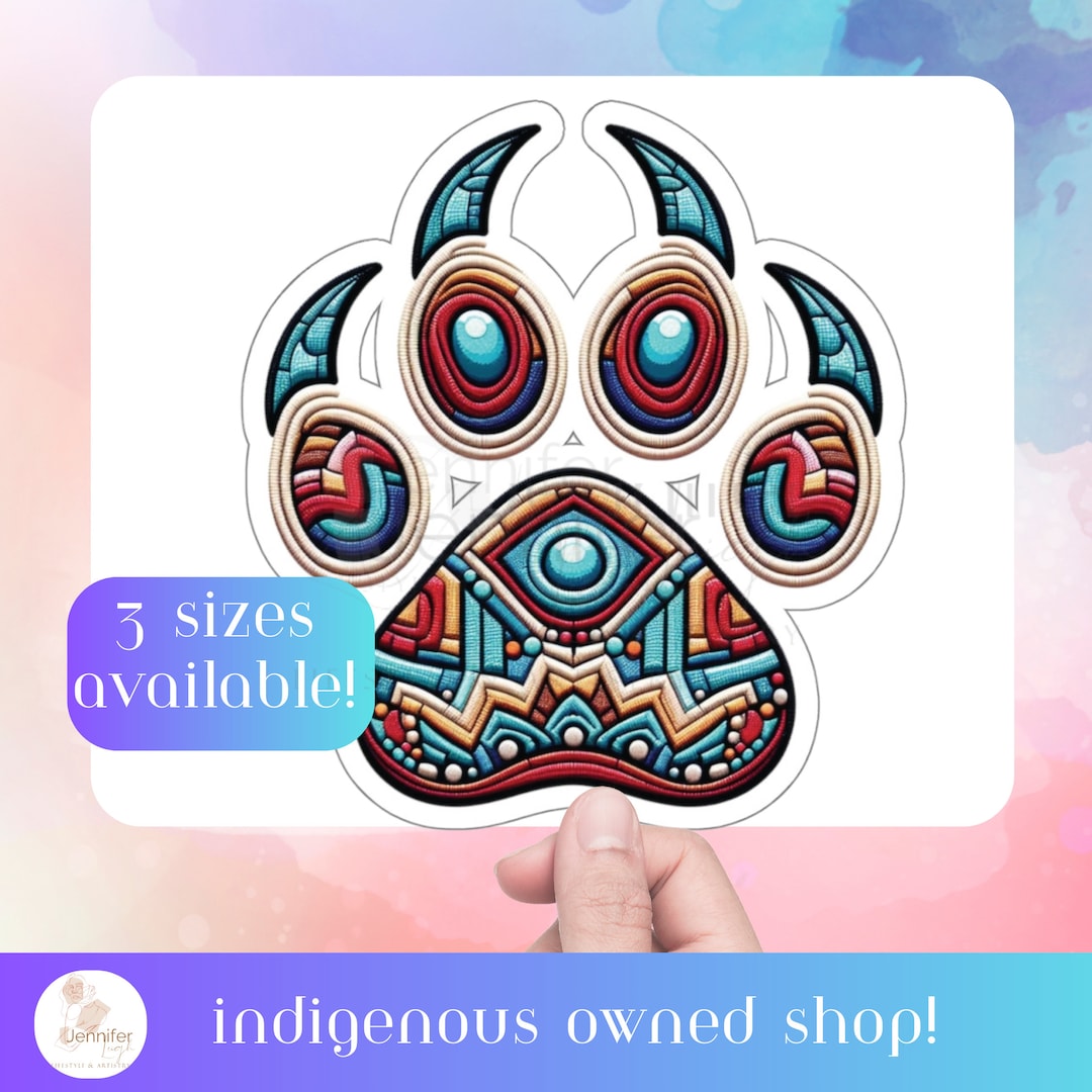 Indigenous Paw Print Native Art Stickers Indigenous Owned Sticker Gifts ...