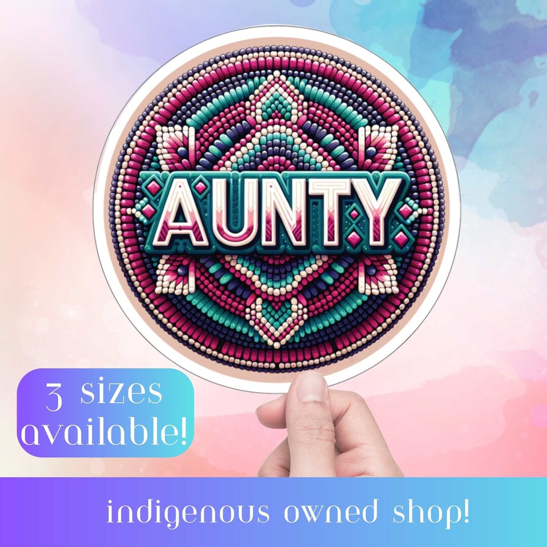 Aunty Native Beading Style Art Women Sticker. Native Owned Sticker Gift ...