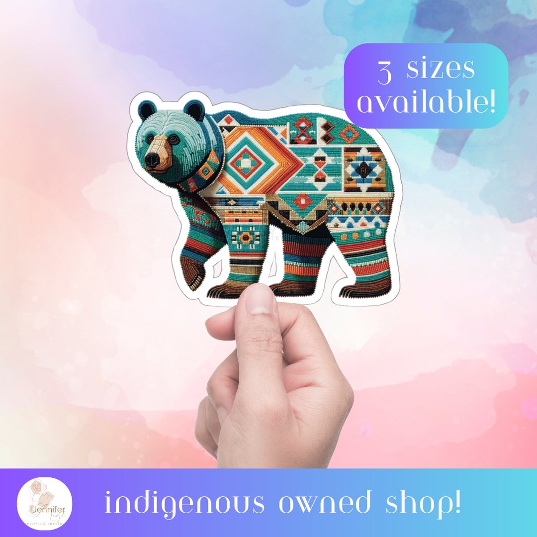 Native Beading Style Bear Sticker. Indigenous Owned Gifts - Etsy