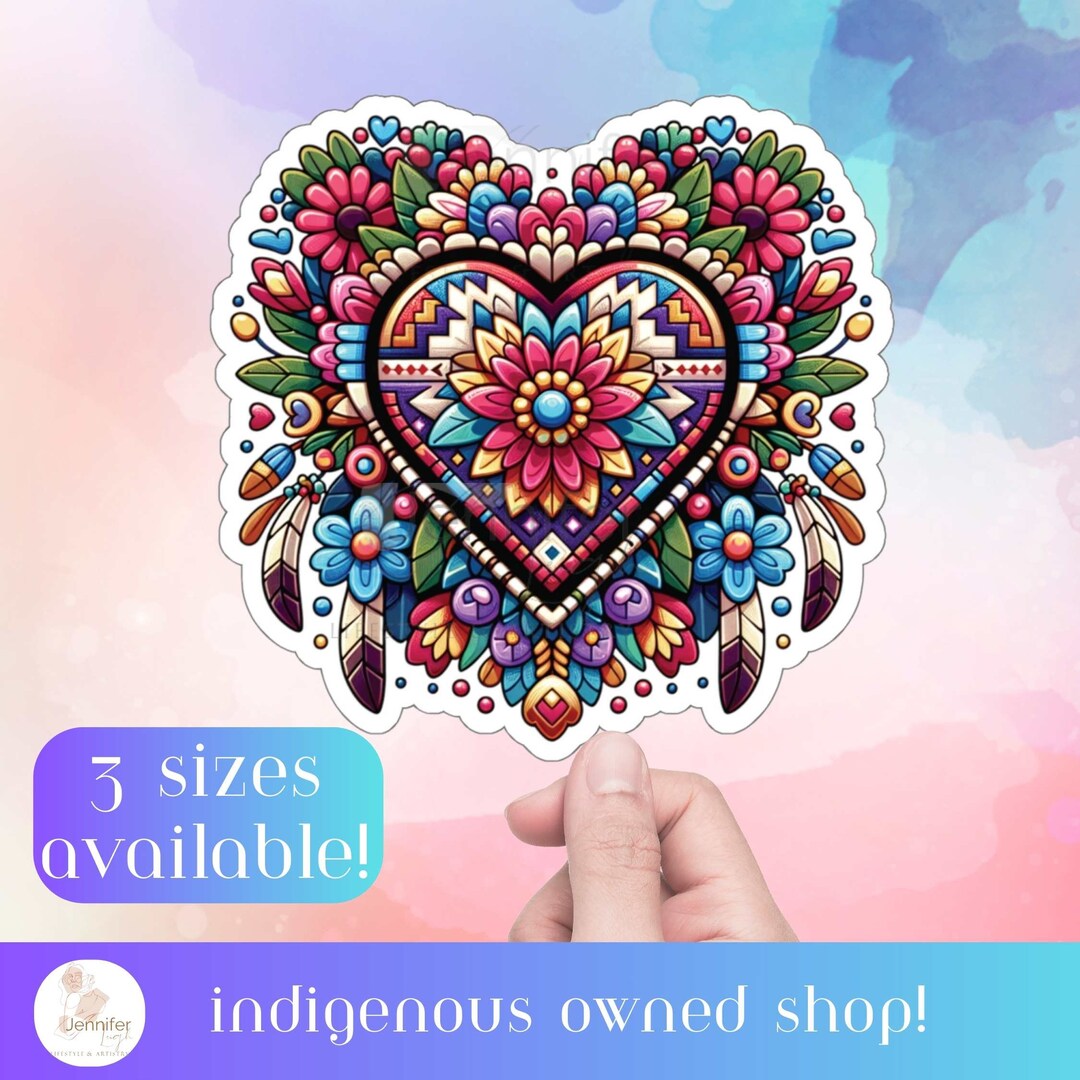 Indigenous Art Heart Stickers. Native Owned Sticker Gift Shop - Etsy
