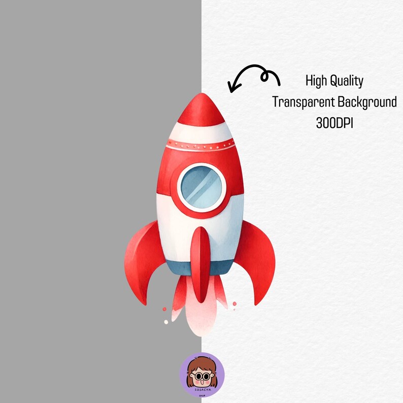 Space Watercolor Clipart, Cute Astronaut , Planets Clip Art, Rockets ...
