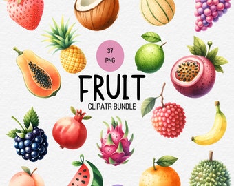 Cute Fruits Clipart, Summer Fruits Clipart, Cute Fruit PNG, Transparent ...