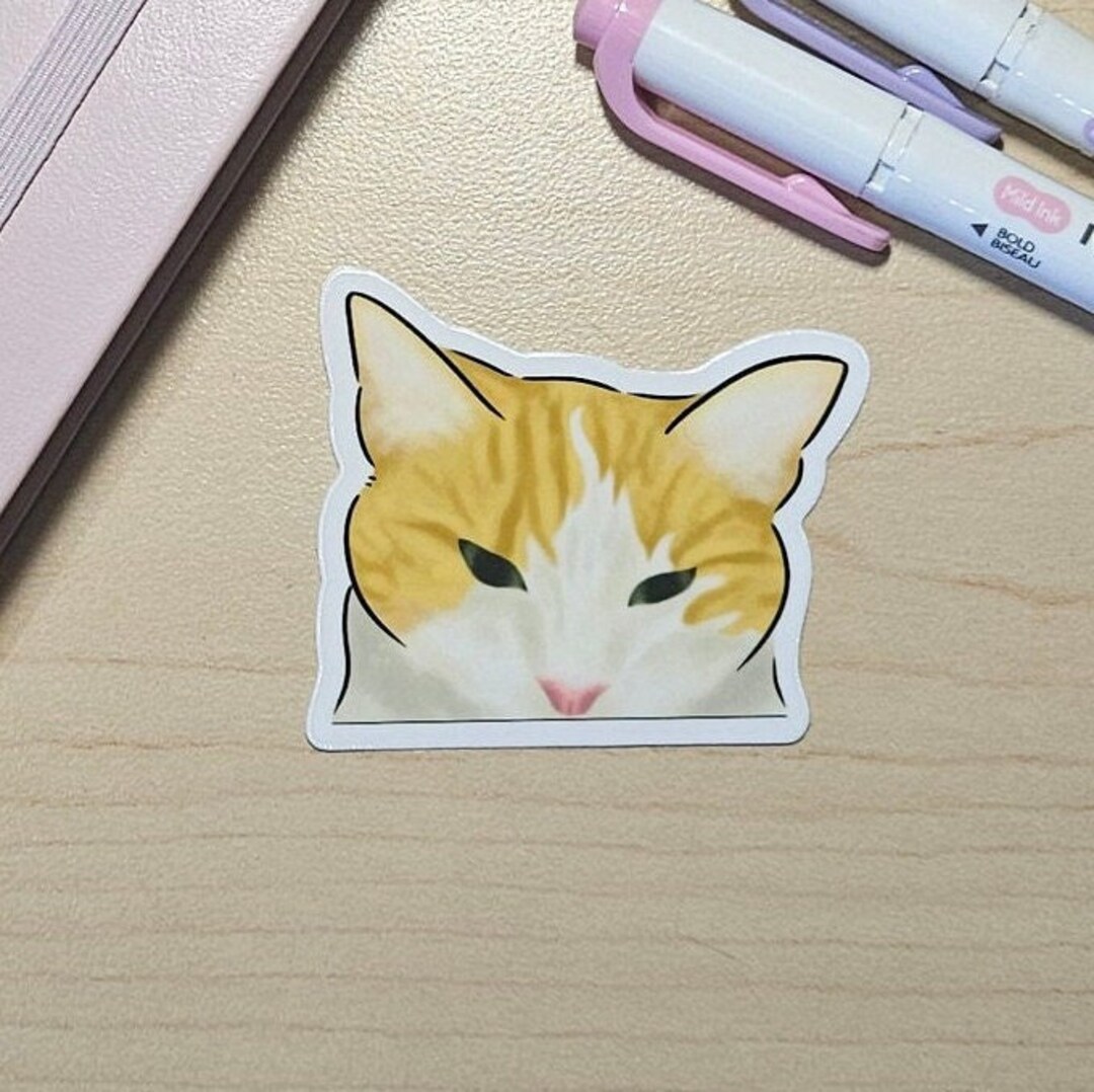 Peeking Die-cut Vinyl Sticker - Waterproof - Cat - Cute - Meme - Etsy