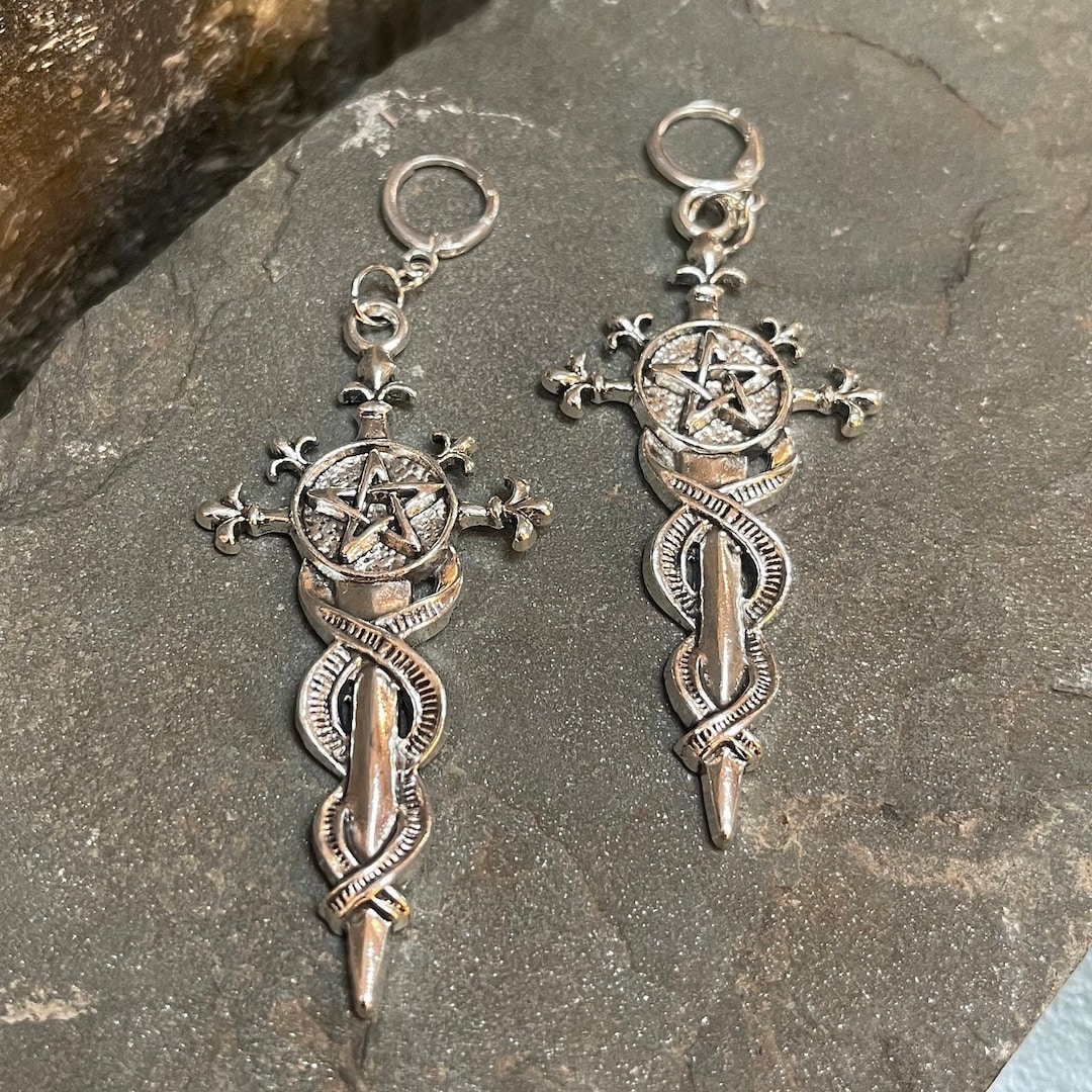Medusa’s Caduceus Earrings, Goddess Earrings, Gothic Jewelry - Etsy