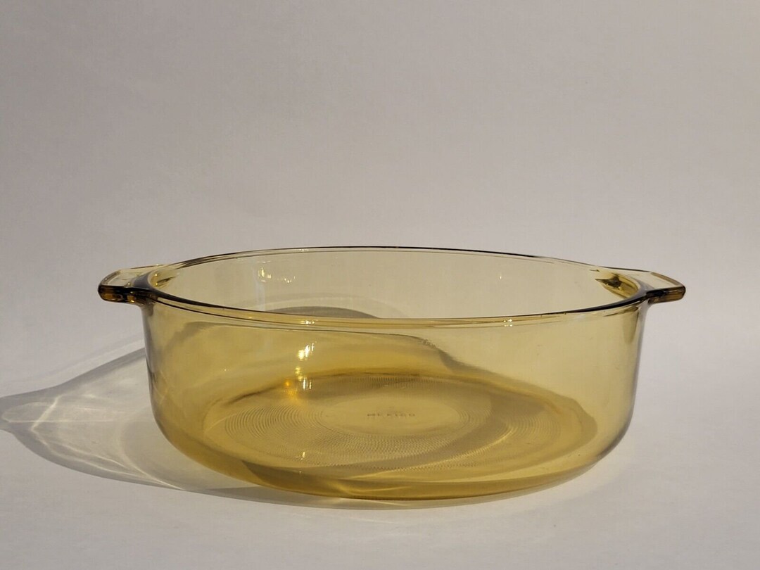 Dynaware Pyr O Rey Pyrex Bowl Dish Yellow Amber Mexico Handled Baking ...